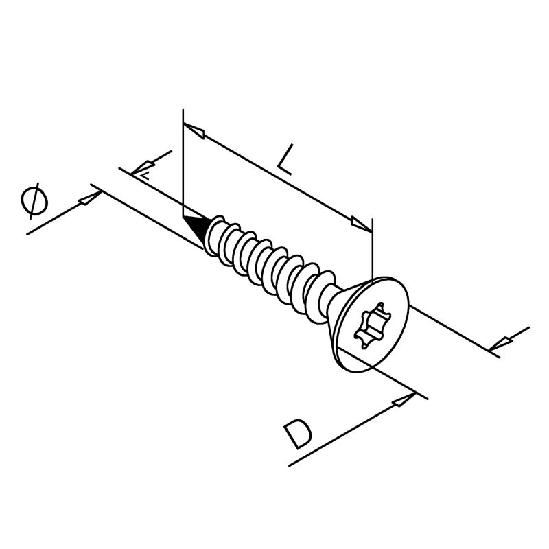 Holzschraube 4 x 16 mm (Torx) - 50 Stck. Messing